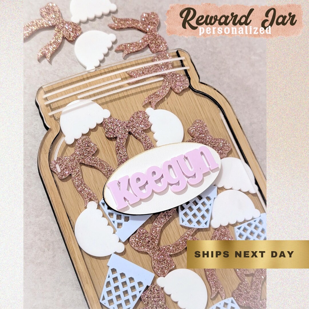 Custom Engraved Maple Wood Reward Jar: Kids Chore & Behavior Motivation ...