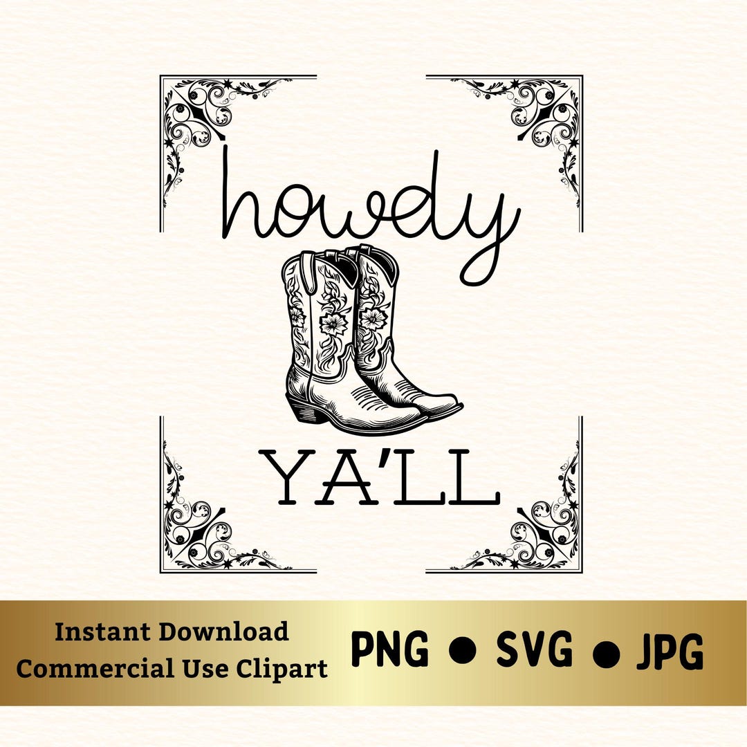 Western Commercial Use Cut File for Cricut, Vintage Cowboy Printable ...