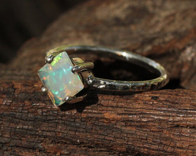 Dainty Sterling Silver Pinch Texture Ring With Stunning Princess Cut ...