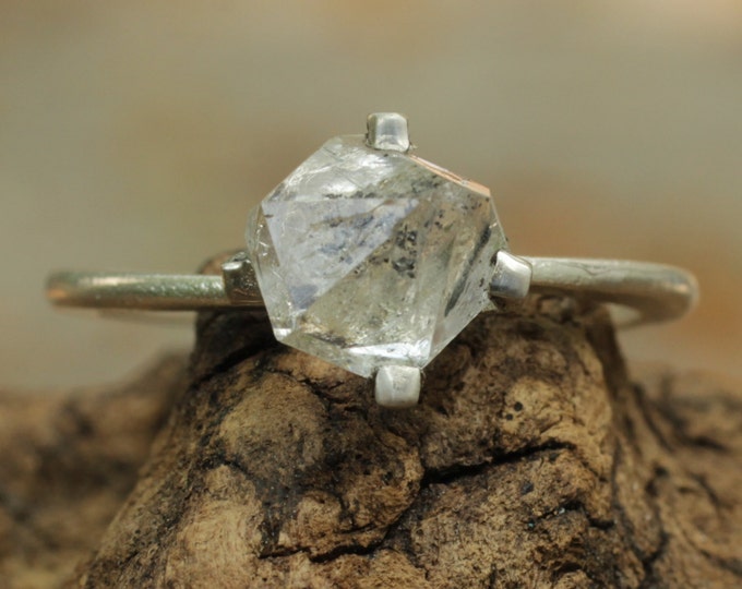 Clear Rock Crystal Ring With Sterling Silver Band and Prong Set ...