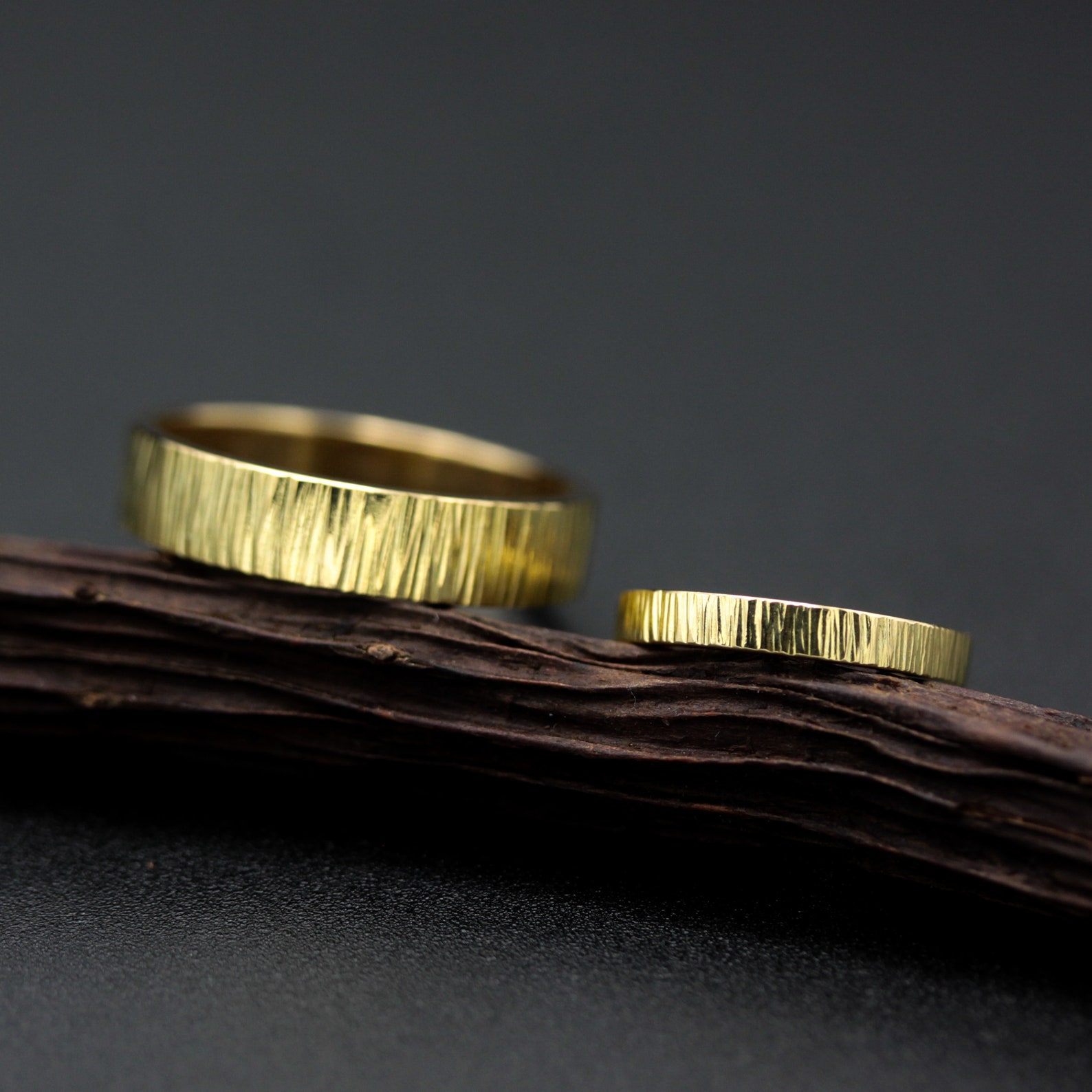 Wedding Rings Set Gold Ring 18k Gold Ring Texture Design - Etsy