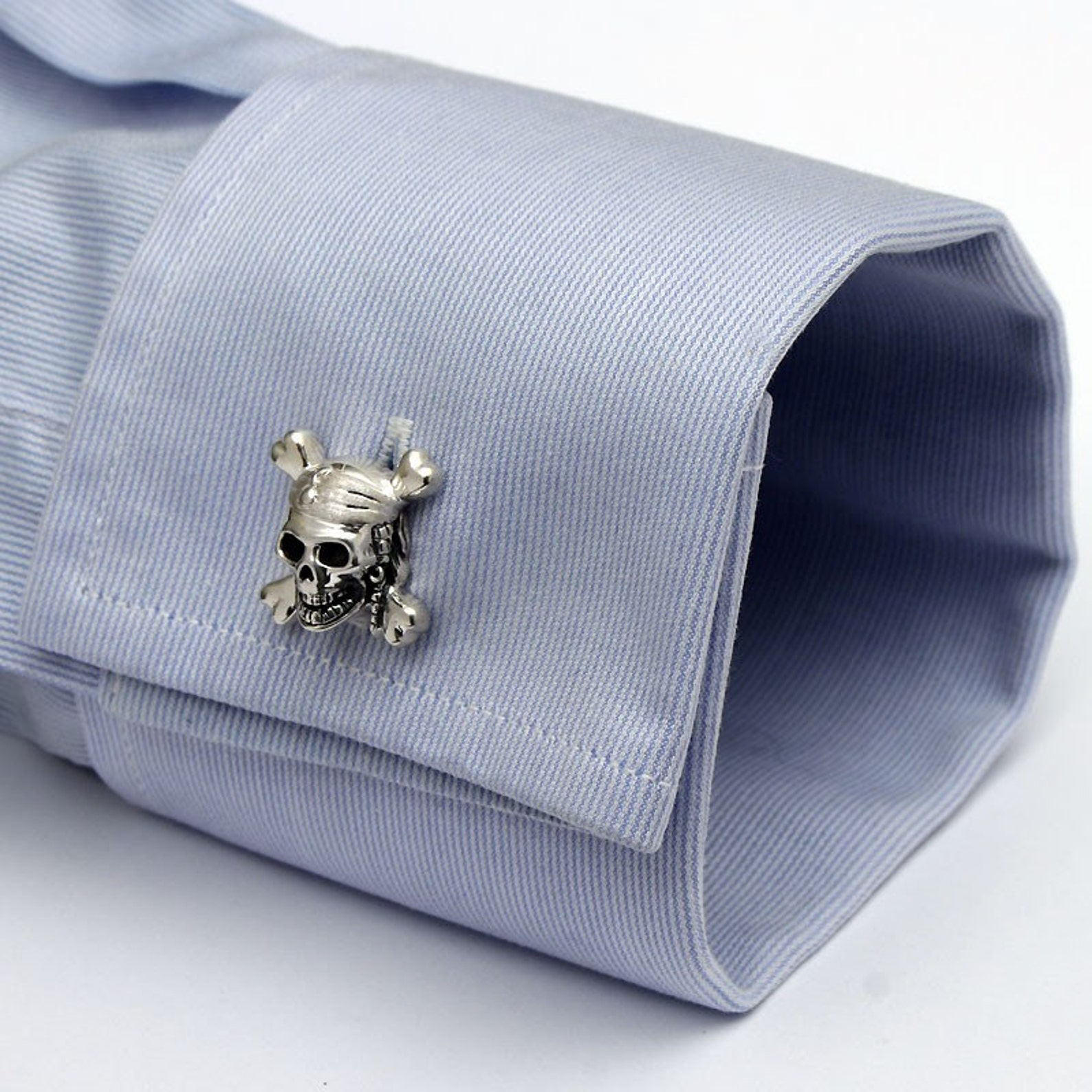 Sterling Silver Pirate Skull Cufflinks Oxidized Finish Personalized ...