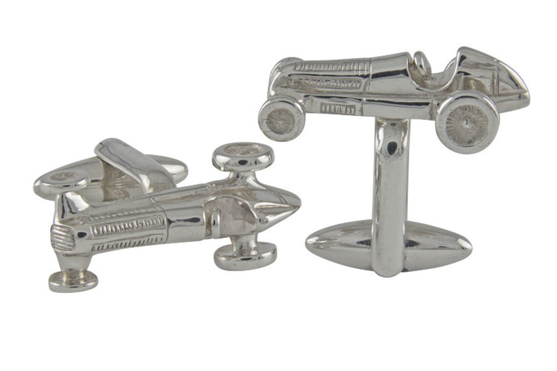 Racecar Cufflinks, Sterling Silver, Personalized - Etsy