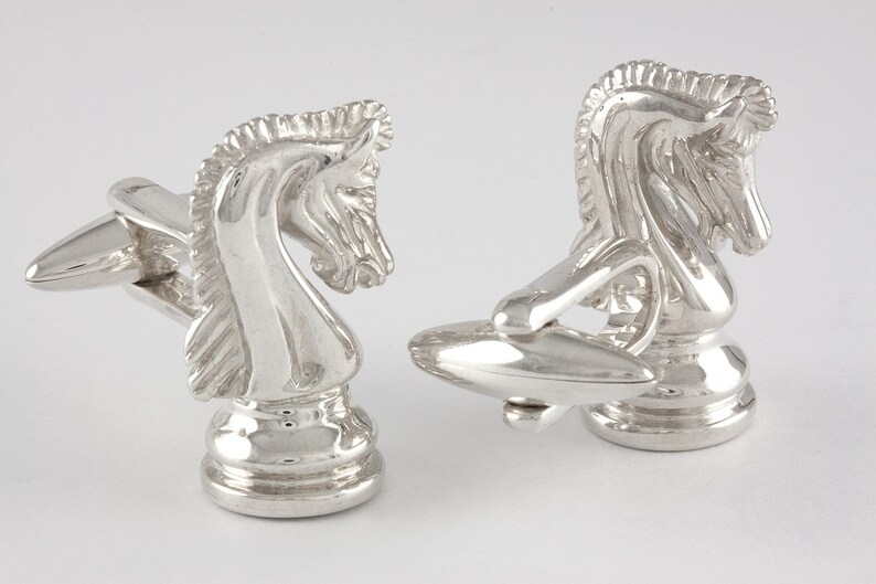 Sterling Silver Chess Knight Cufflinks, Personalized Engraving - Etsy