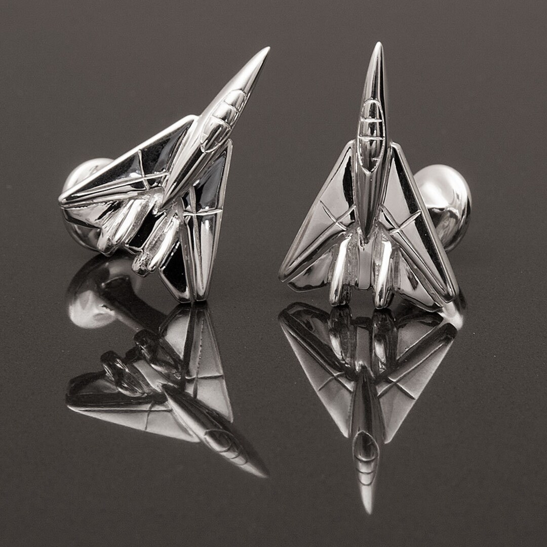 Sterling Silver Fighter Jet Cufflinks, Top Gun Cufflinks, Personalized ...