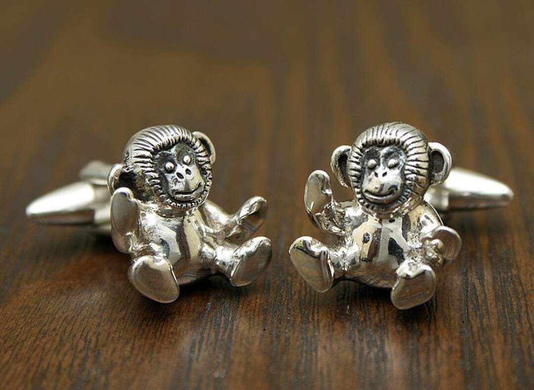 Don't Feed the Monkey Cufflinks, Sterling Silver, Handmade - Etsy