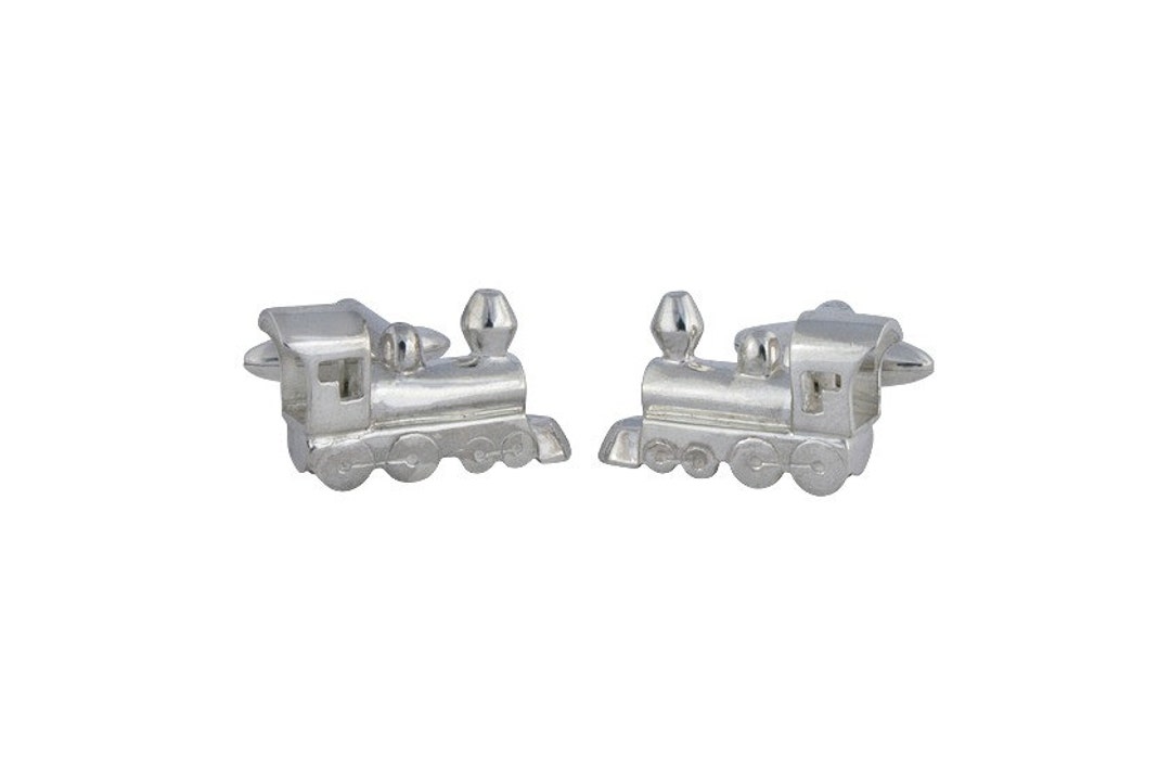 Sterling Silver Steam Train Cufflinks Personalized Engraving ...