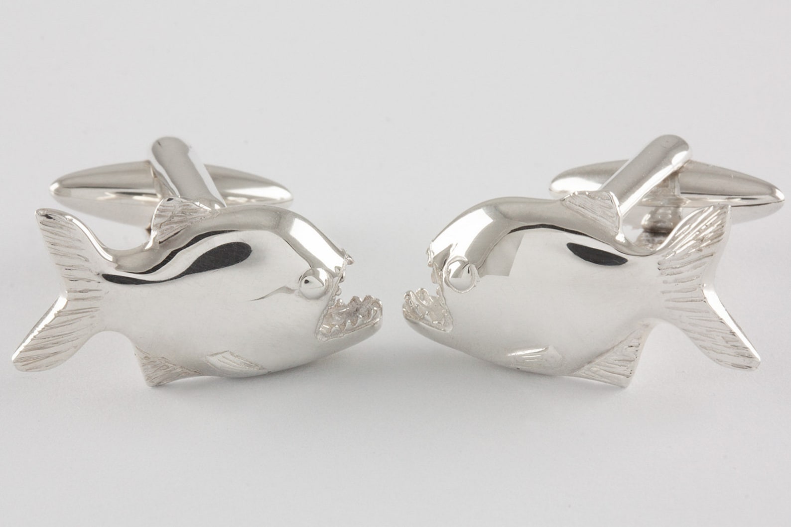 Sterling Silver Piranha Cufflinks, Personalized Engraved, Handcrafted ...