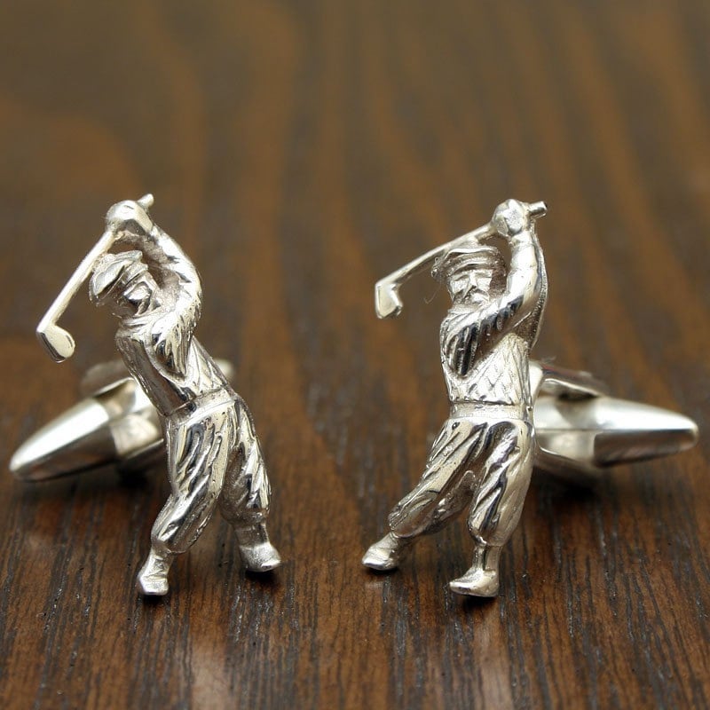 Swing It Retro Golfer Cufflinks Sterling Silver Handmade - Etsy