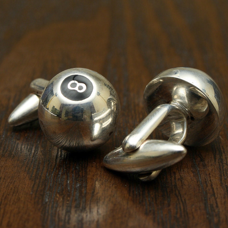 Eight Ball Cufflinks Sterling Silver Handcrafted - Etsy