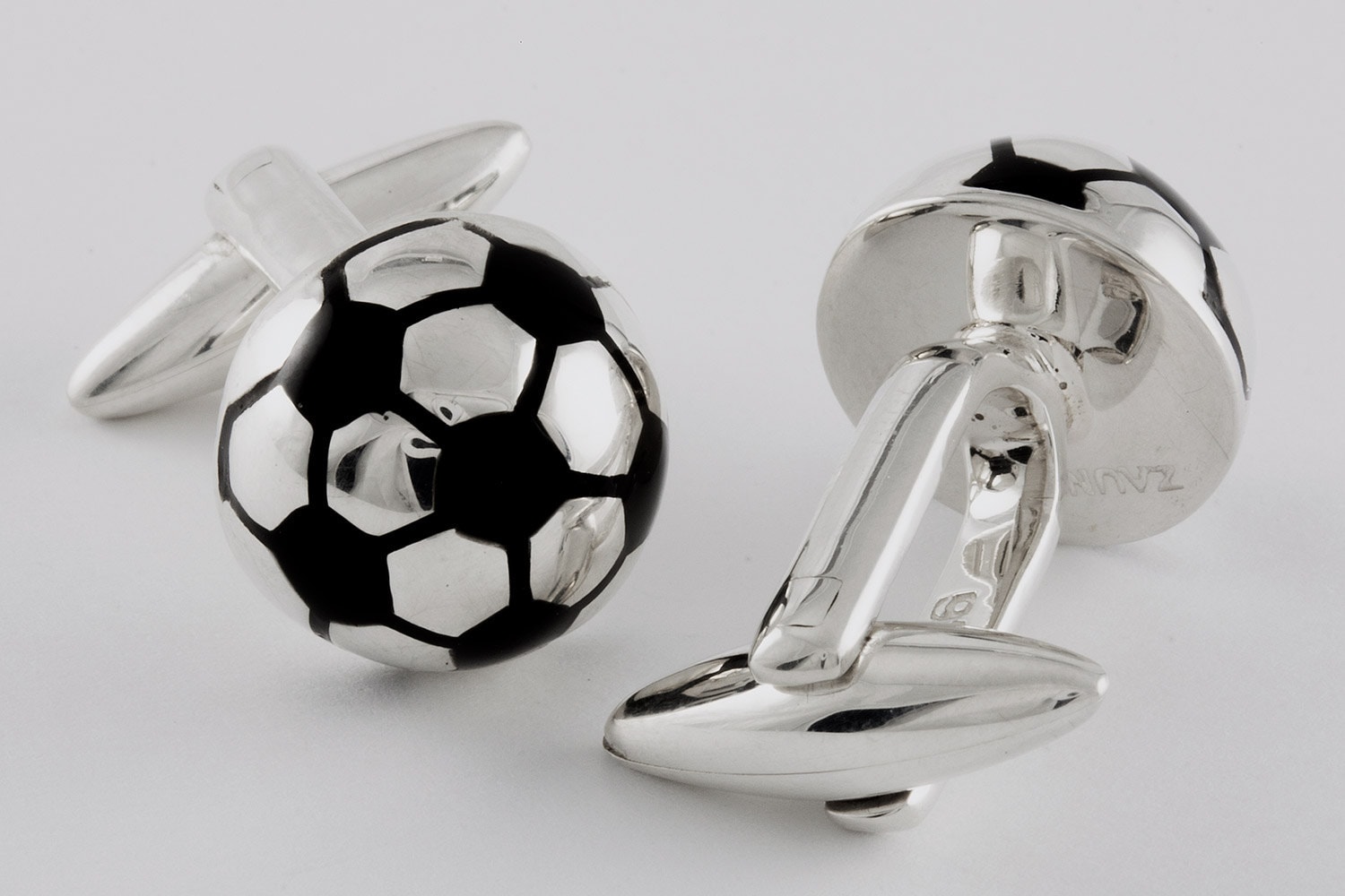 Sterling Silver Soccer Ball Cufflinks, Black Enamel, Personalized ...