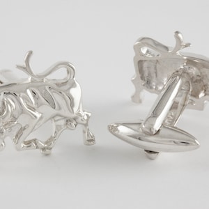 Sterling Silver Bull Cufflinks Personalized Engraved Handcrafted Taurus ...