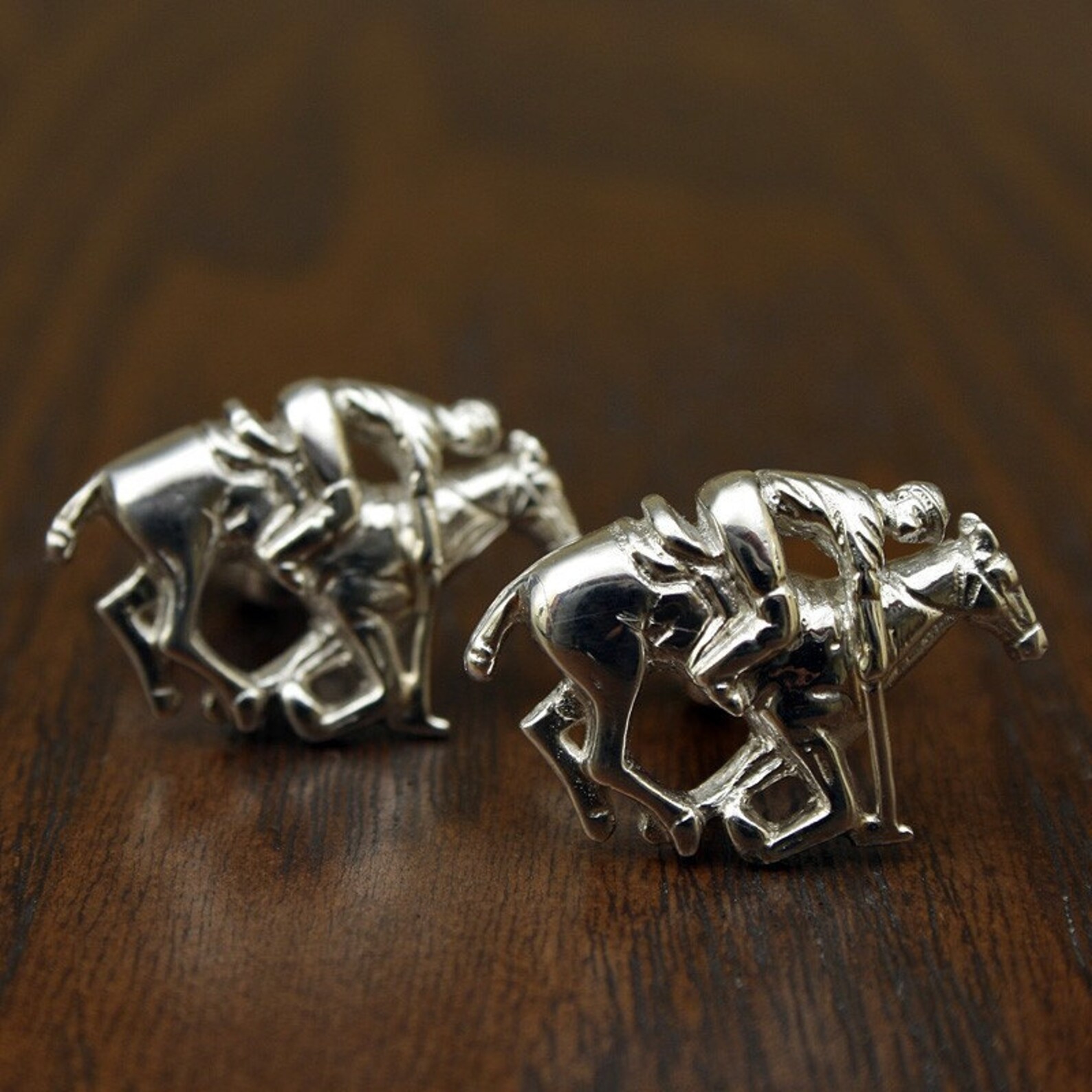 Sterling Silver Polo Horse Cufflinks Handcrafted Personalized Engraving ...