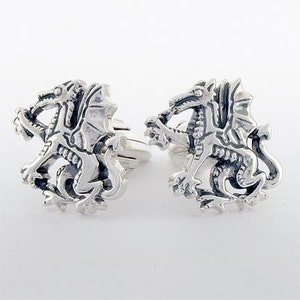 Sterling Silver Dragon Cufflinks With Personalized Engraving - Etsy
