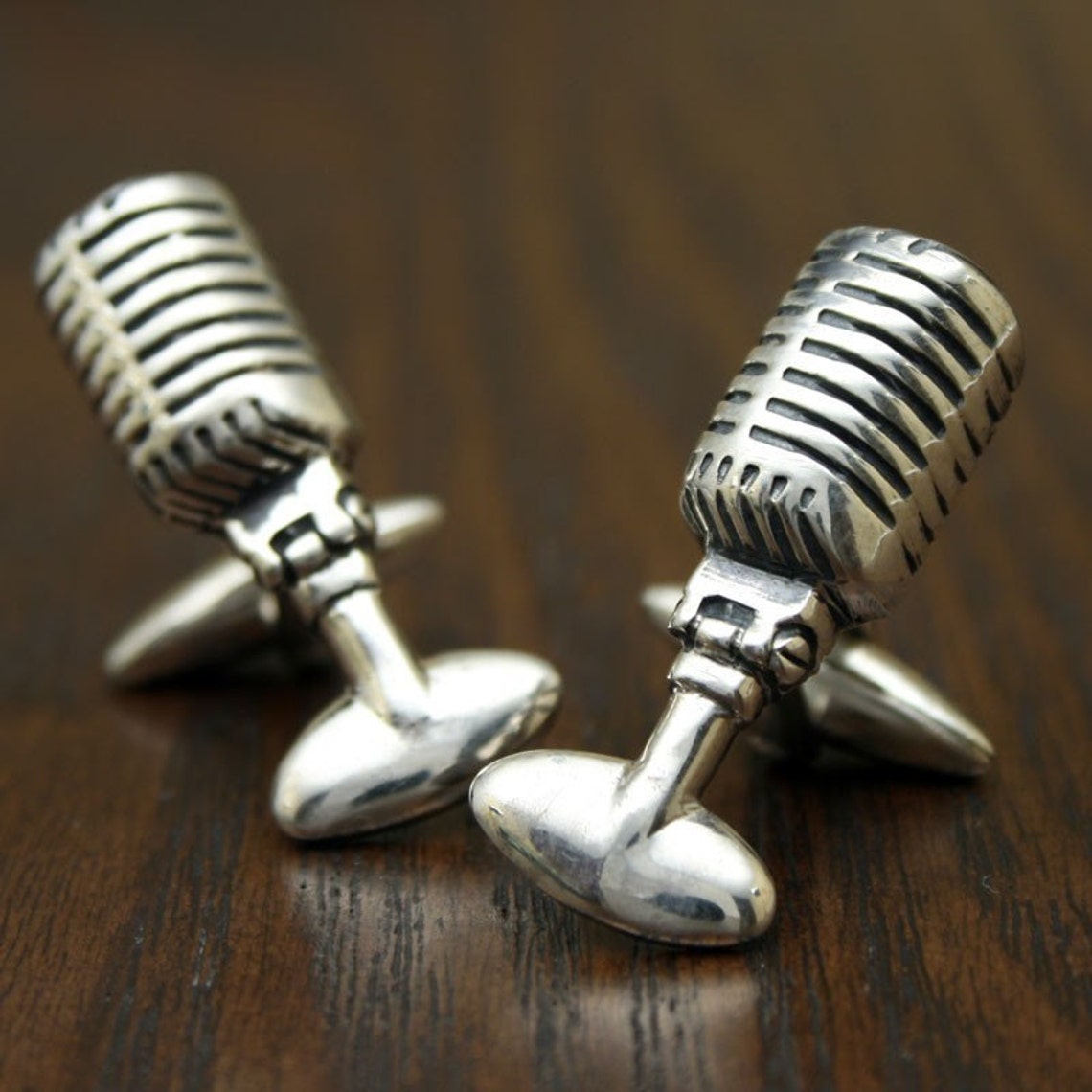 Retro 50s Radio Microphone Cufflinks, Sterling Silver, Handmade - Etsy