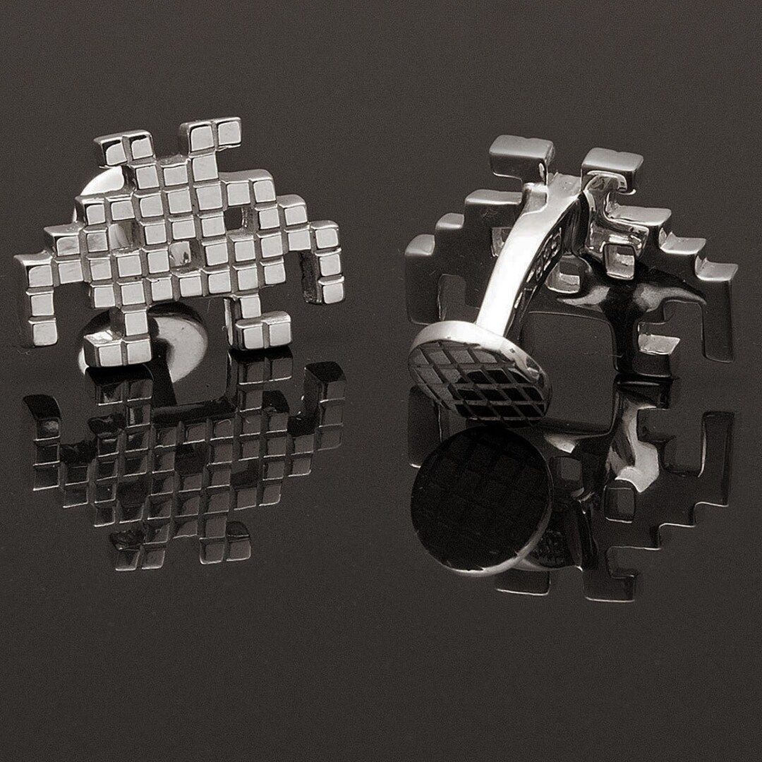 Sterling Silver Pixel Monster Cufflinks - Etsy