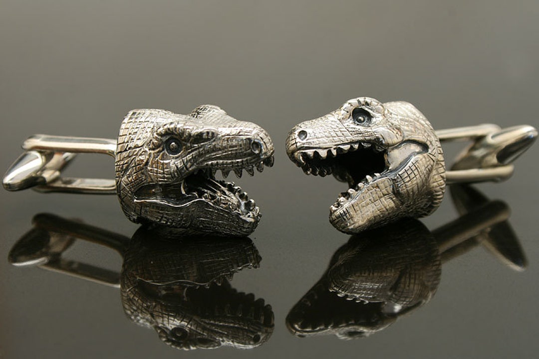 Sterling Silver T Rex Cufflinks Personalized Engraving - Etsy