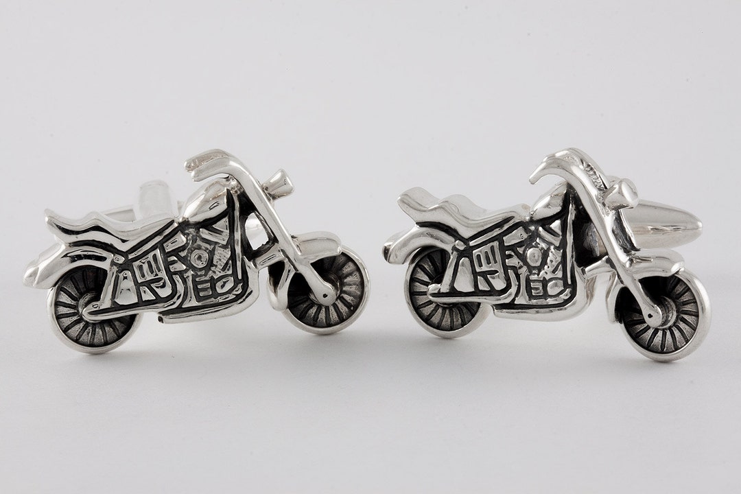 Sterling Silver Motorcycle Cufflinks, Personalized Engraved ...