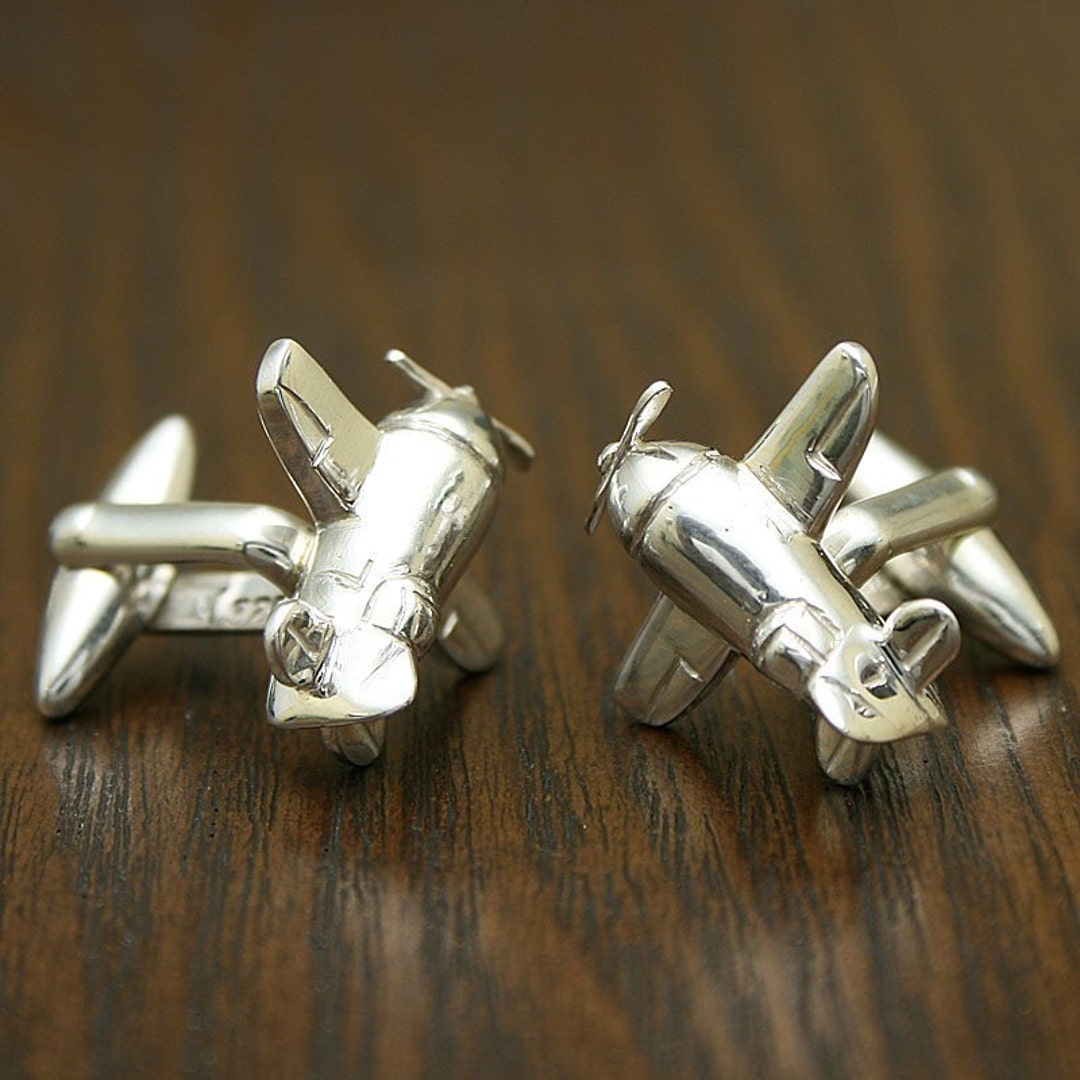 Handcrafted Airplane Cufflinks, Sterling Silver - Etsy