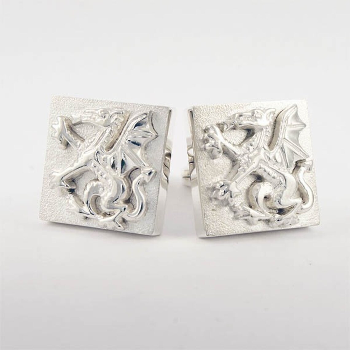 Sterling Silver Square Dragon Cufflinks, Personalized Engraved ...