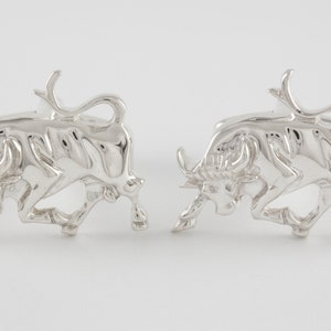 Sterling Silver Bull Cufflinks Personalized Engraved Handcrafted Taurus ...