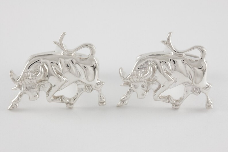 Sterling Silver Bull Cufflinks Personalized Engraved Handcrafted Taurus ...
