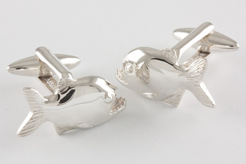 Sterling Silver Piranha Cufflinks, Personalized Engraved, Handcrafted ...