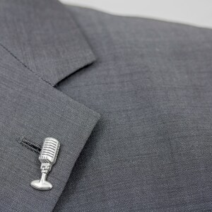 Microphone Lapel Pin, Sterling Silver - Etsy