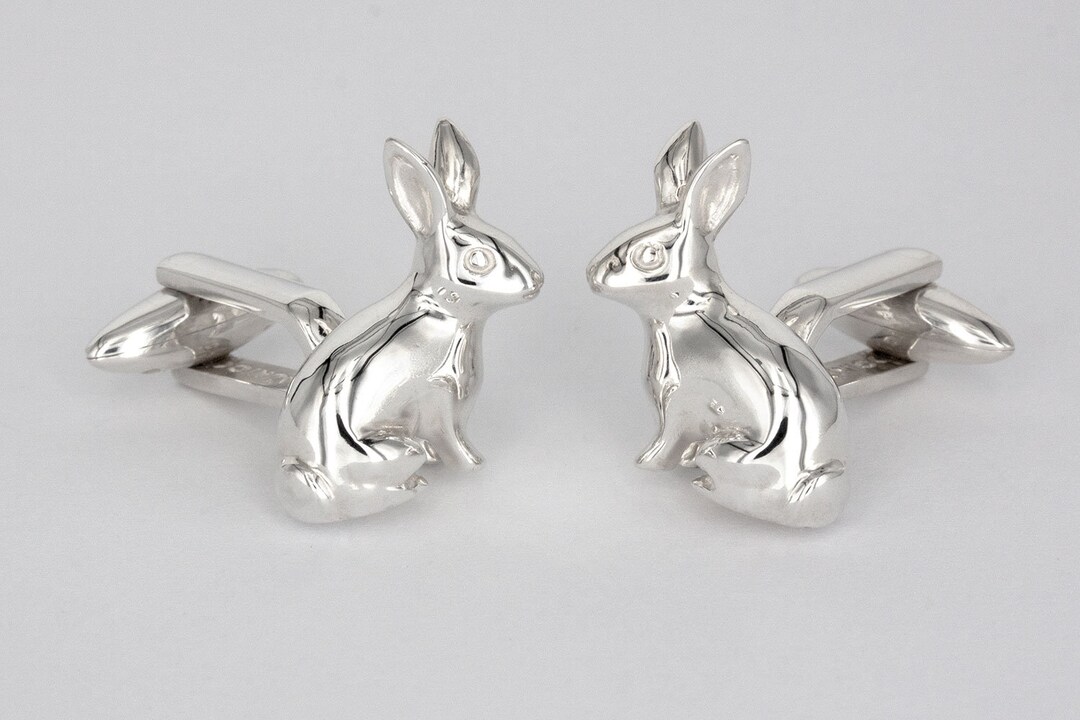 Rabbit Cufflinks, Sterling Silver, Personalized - Etsy