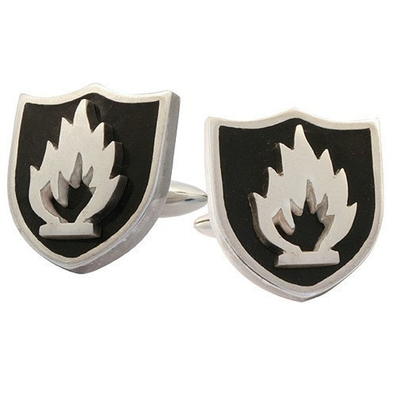 Cufflinks Black Fire, Enamel, Sterling Silver - Etsy