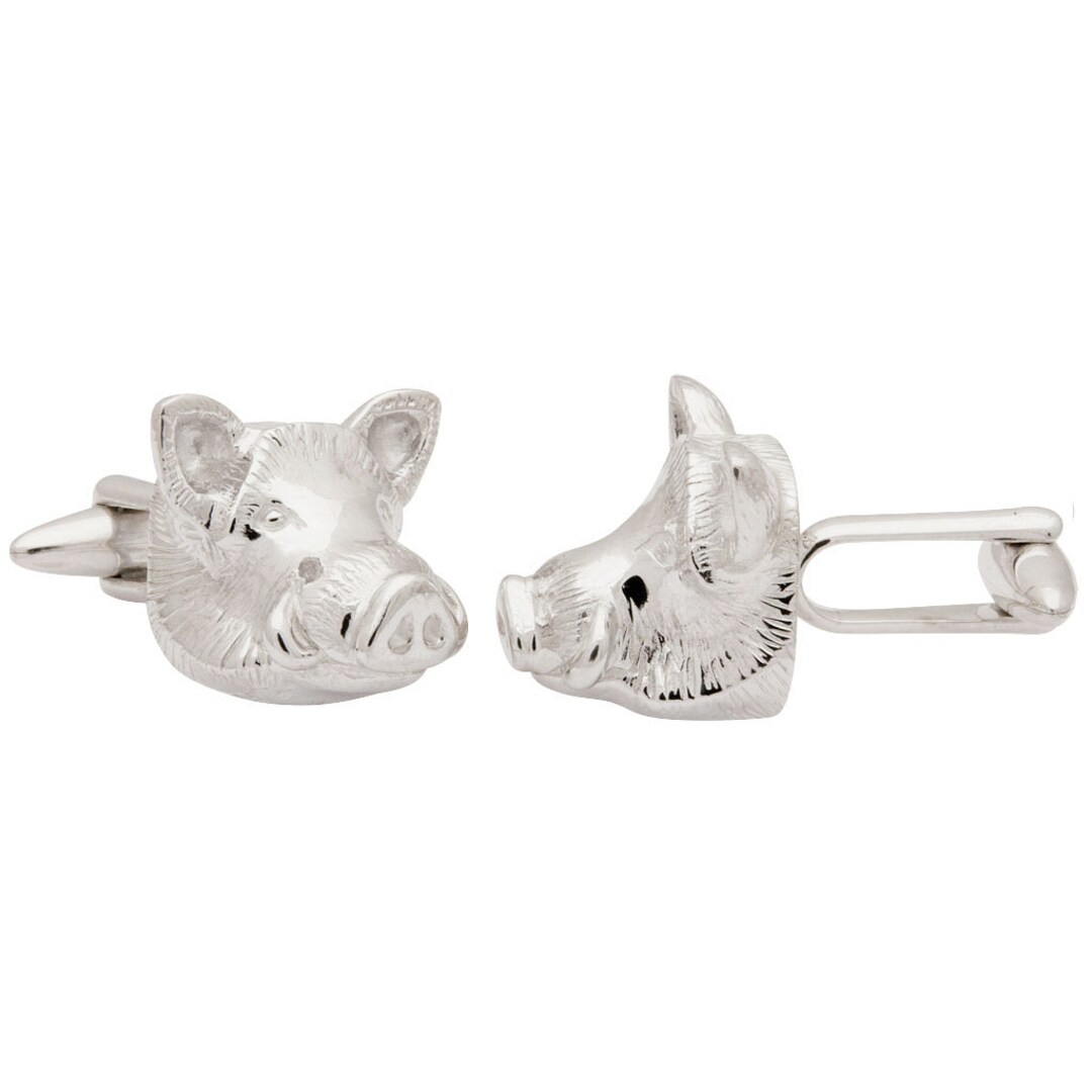 Sterling Silver Wild Boar Cufflinks, Personalized Engraved, Handcrafted ...