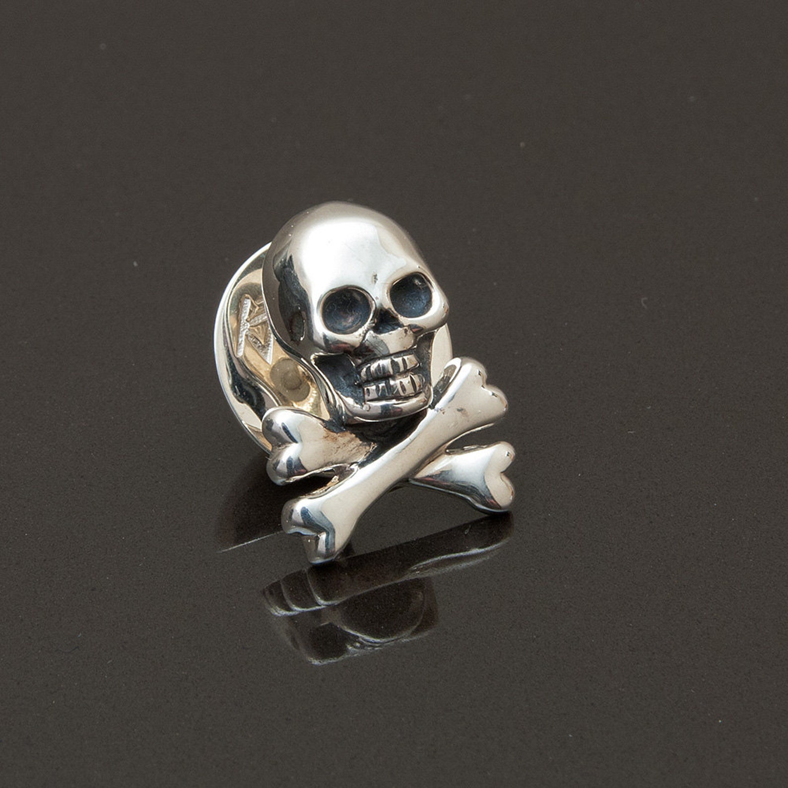 Skull & Bones Lapel Pin Sterling Silver Handcrafted - Etsy