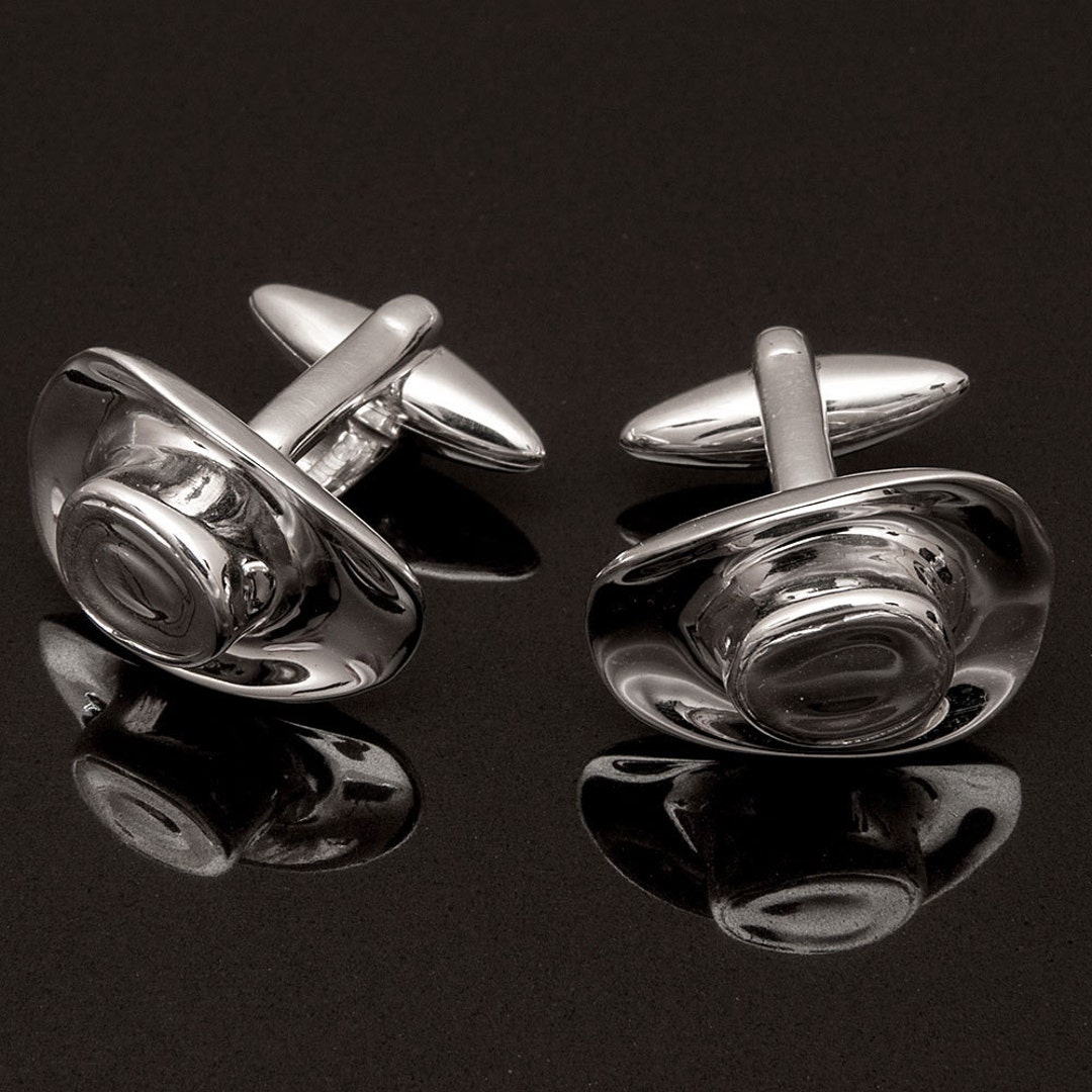 Sterling Silver Cowboy Hat Cufflinks, Handcrafted, Personalized ...