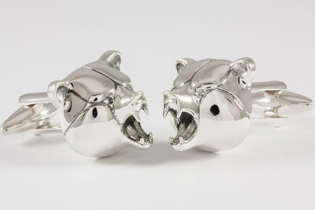 Sterling Silver Grizzly Bear Cufflinks, Handcrafted, Personalized ...