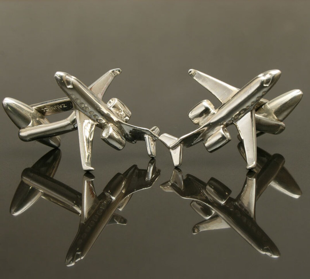 Sterling Silver Jet Plane Cufflinks, Handcrafted, Personalized ...