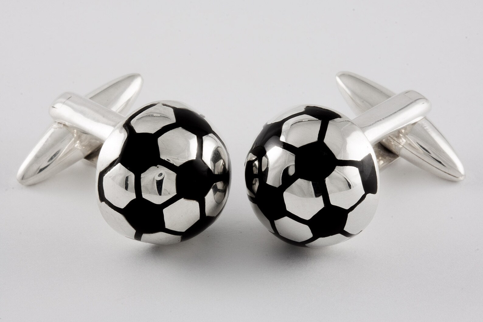 Sterling Silver Soccer Ball Cufflinks, Black Enamel, Personalized ...