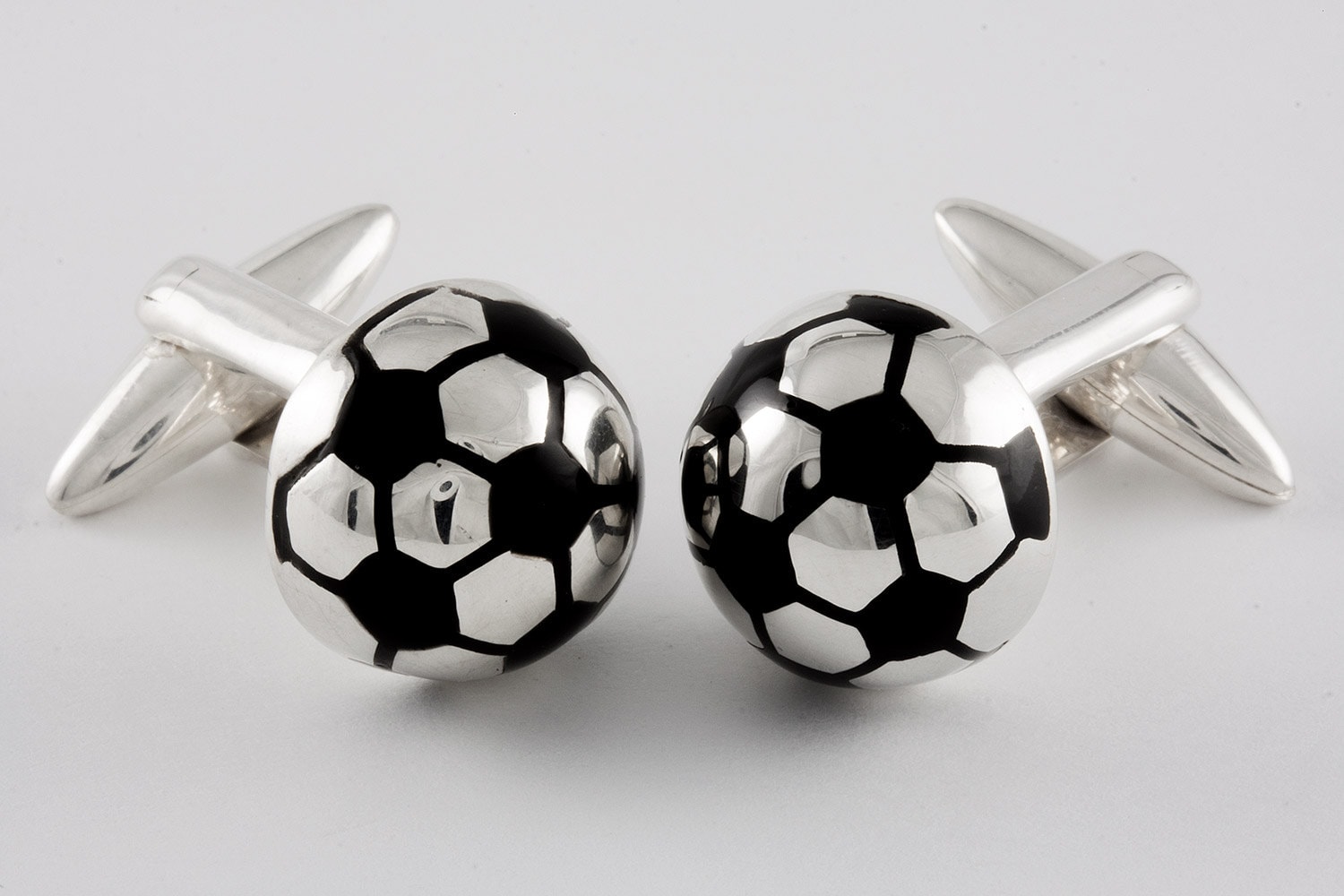 Sterling Silver Soccer Ball Cufflinks, Black Enamel, Personalized ...