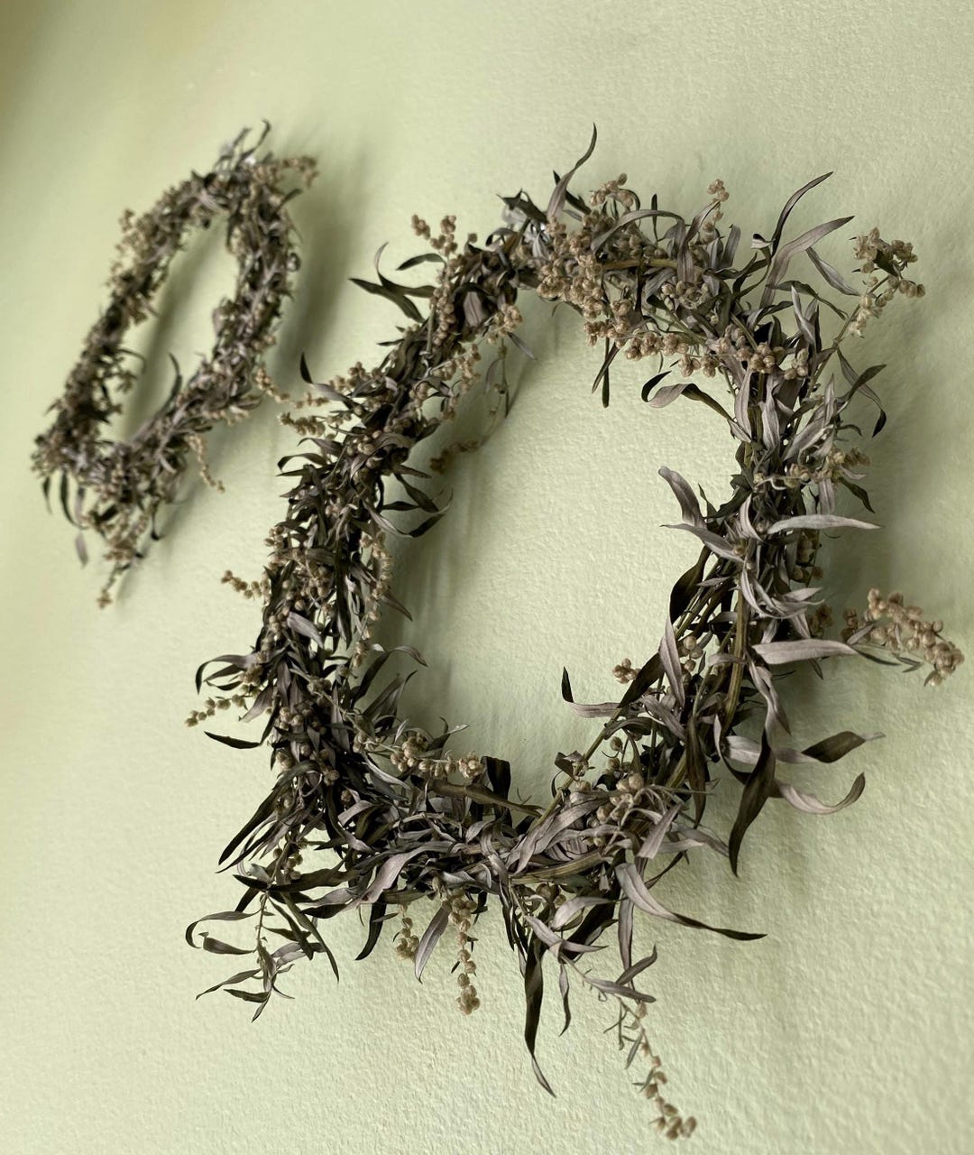 Small Dried Mugwort Wreath, Natural Home Decor - Etsy