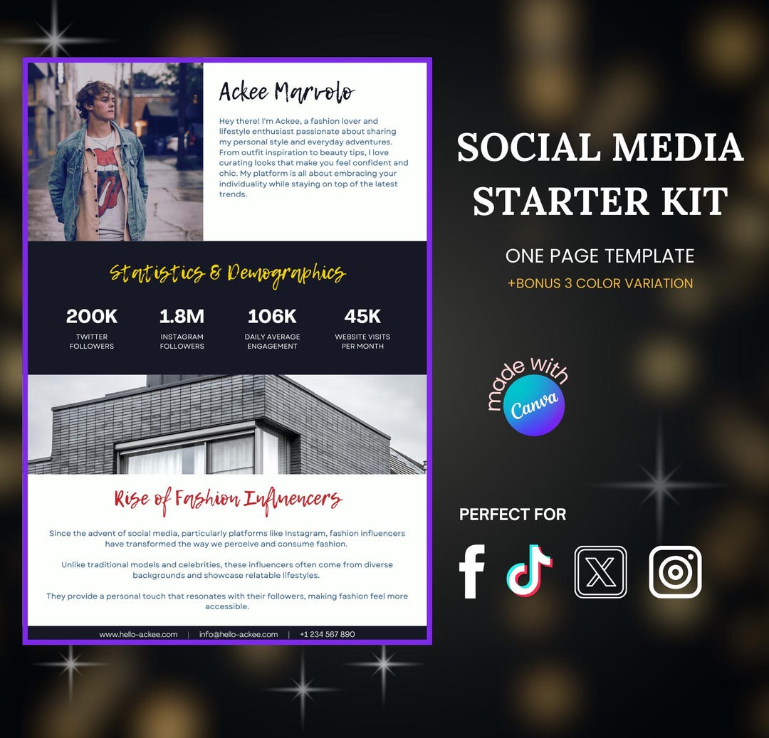 Social Media Starter Kit Template Canva Rate Sheet Template Instagram ...