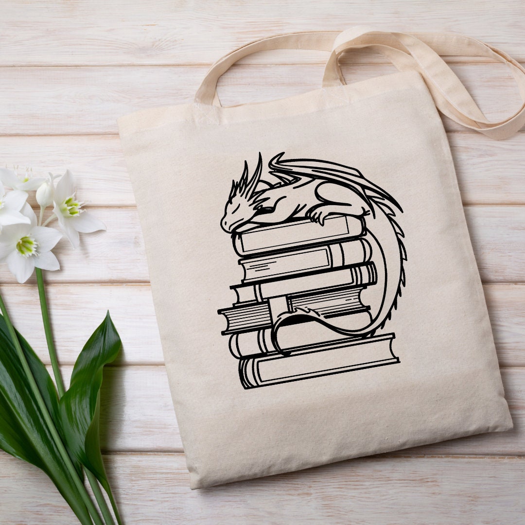 Sleeping Dragon on Book Stack Svg Png, Bookish Shirt Design Svg ...