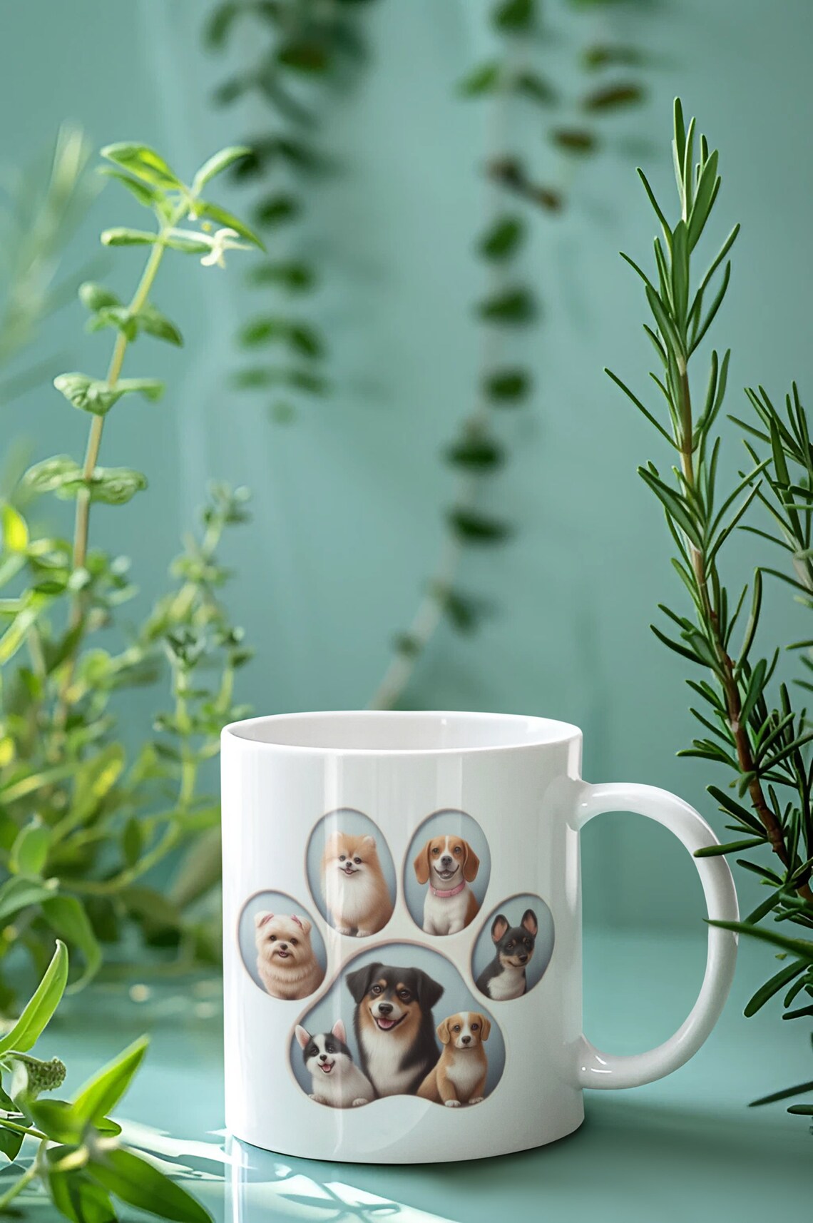 Pawsome Pals Mug - Cute Dog Breeds Paw Print Coffee Cup - Perfect Gift ...