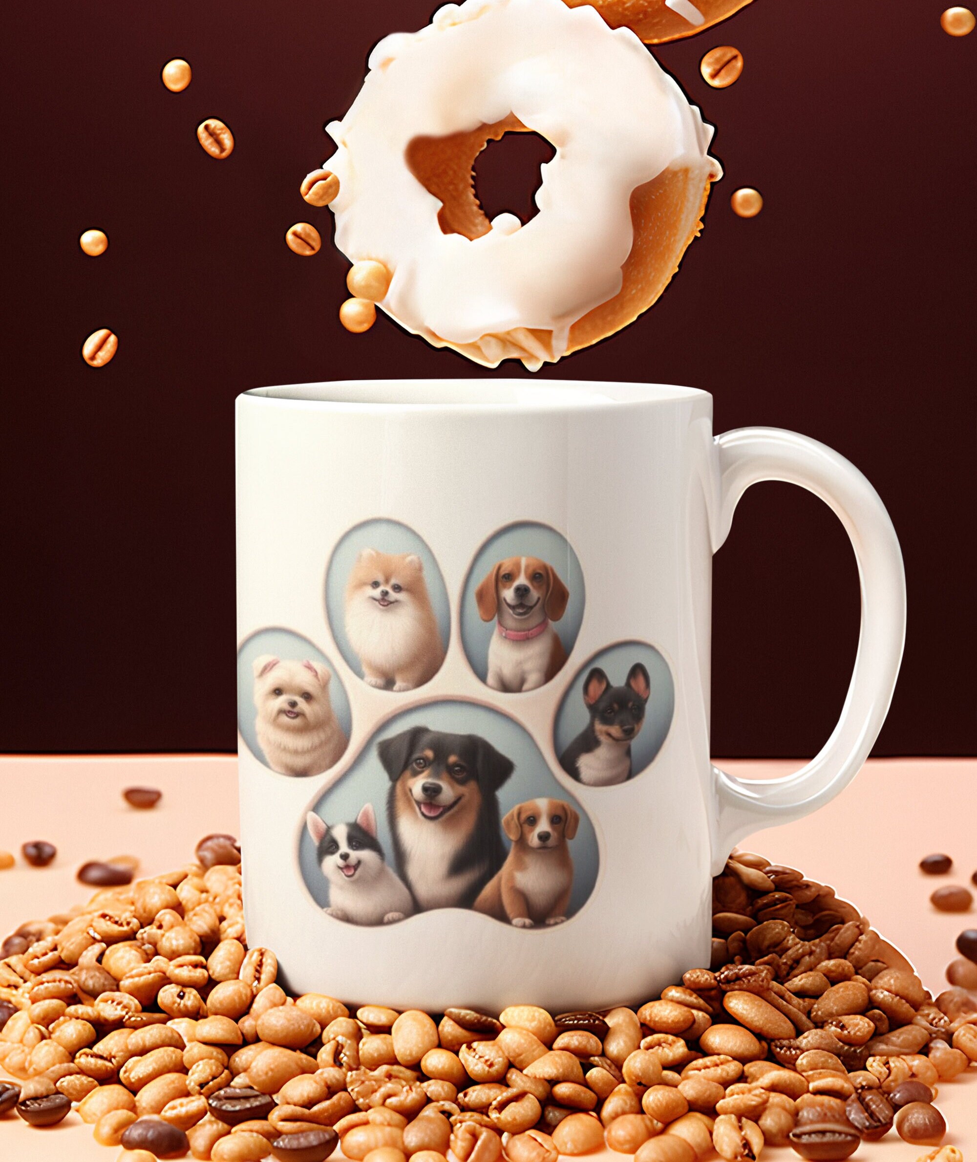 Pawsome Pals Mug - Cute Dog Breeds Paw Print Coffee Cup - Perfect Gift ...