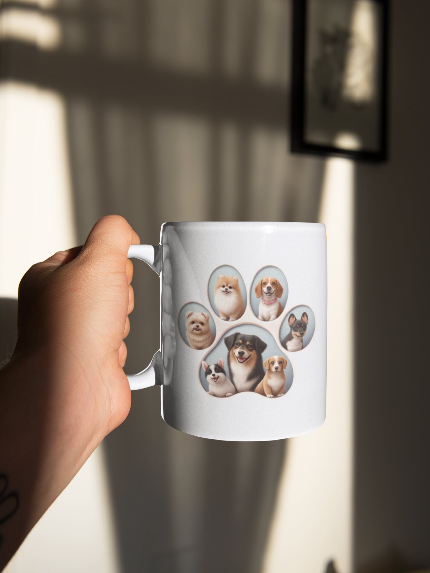 Pawsome Pals Mug - Cute Dog Breeds Paw Print Coffee Cup - Perfect Gift ...