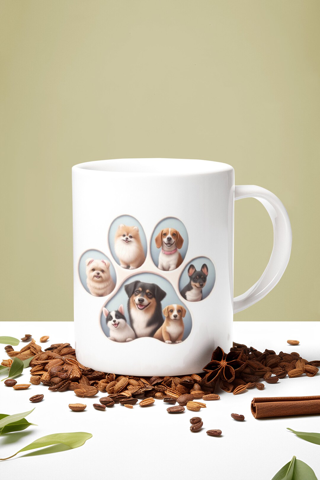 Pawsome Pals Mug - Cute Dog Breeds Paw Print Coffee Cup - Perfect Gift ...