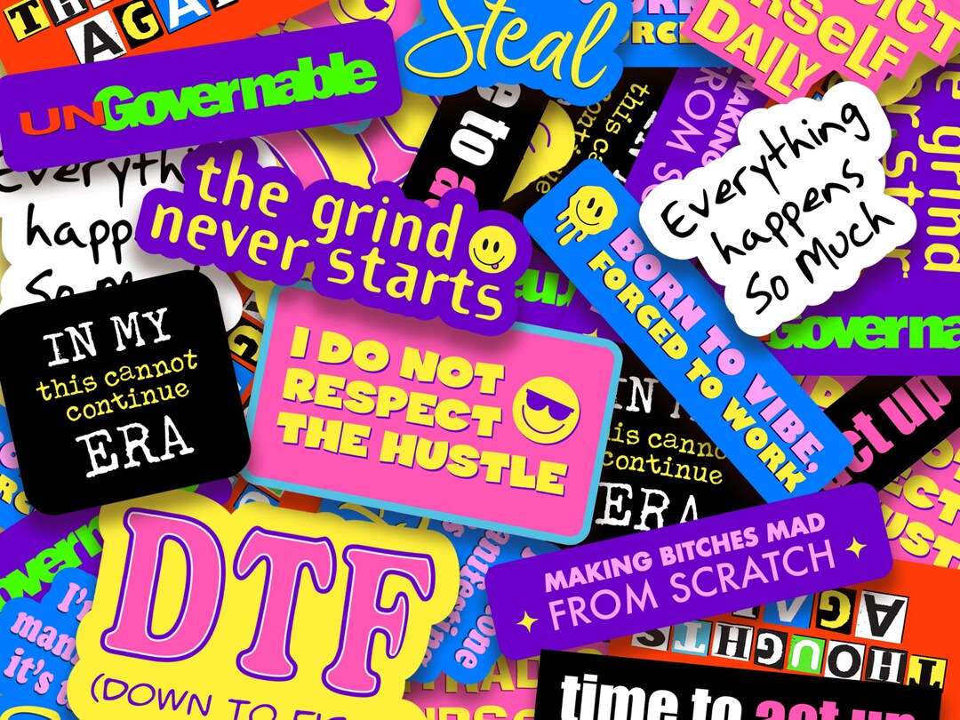 Funny Slogan Sticker Set: 12 Vinyl Laptop Decals - Etsy