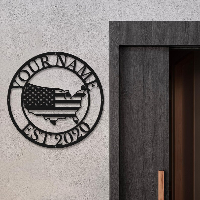 Personalized American Flag Metal Wall Art: Custom Name Sign - Etsy