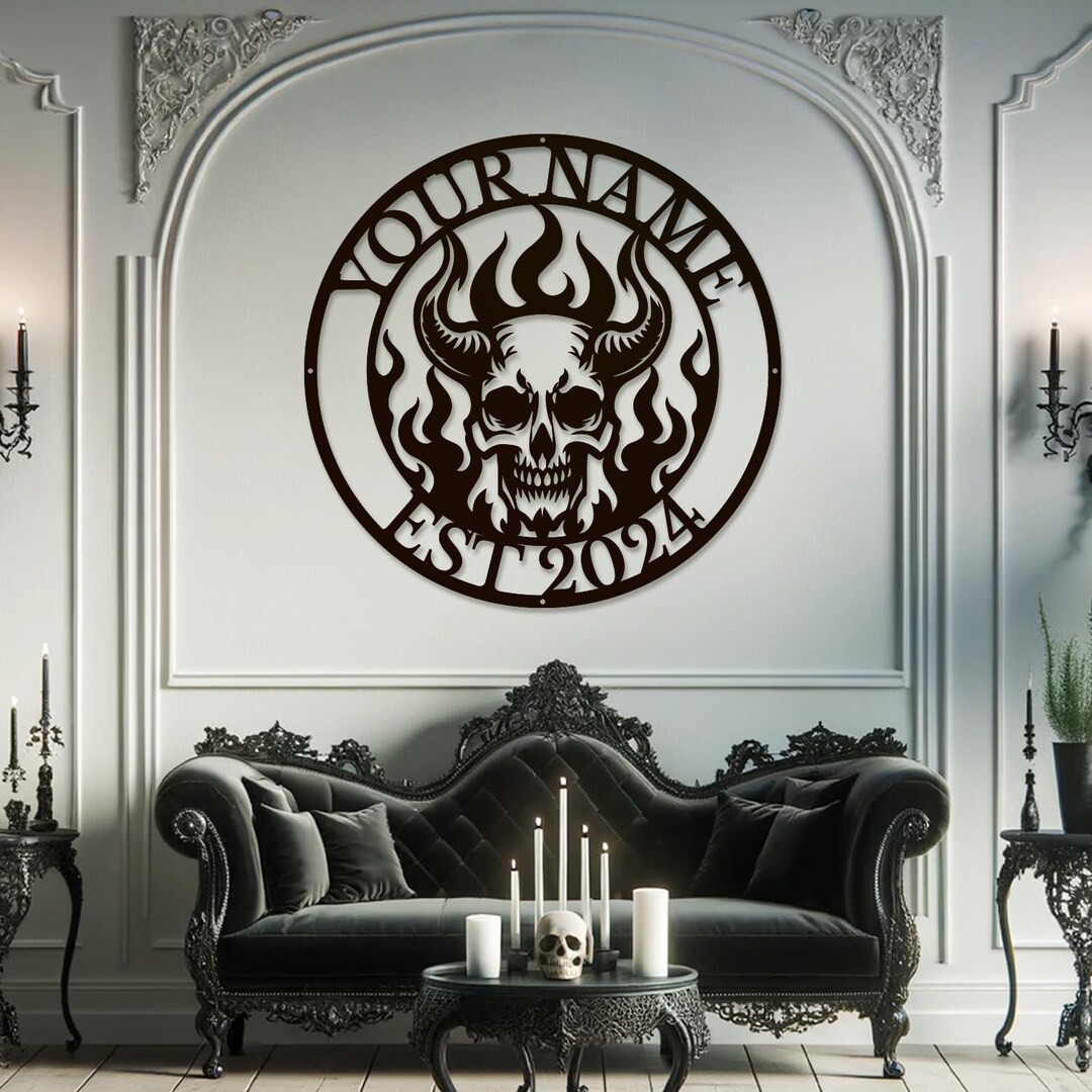 Personalized Custom Name Signs Gothic Devil Art Metal Wall Decor,demon ...