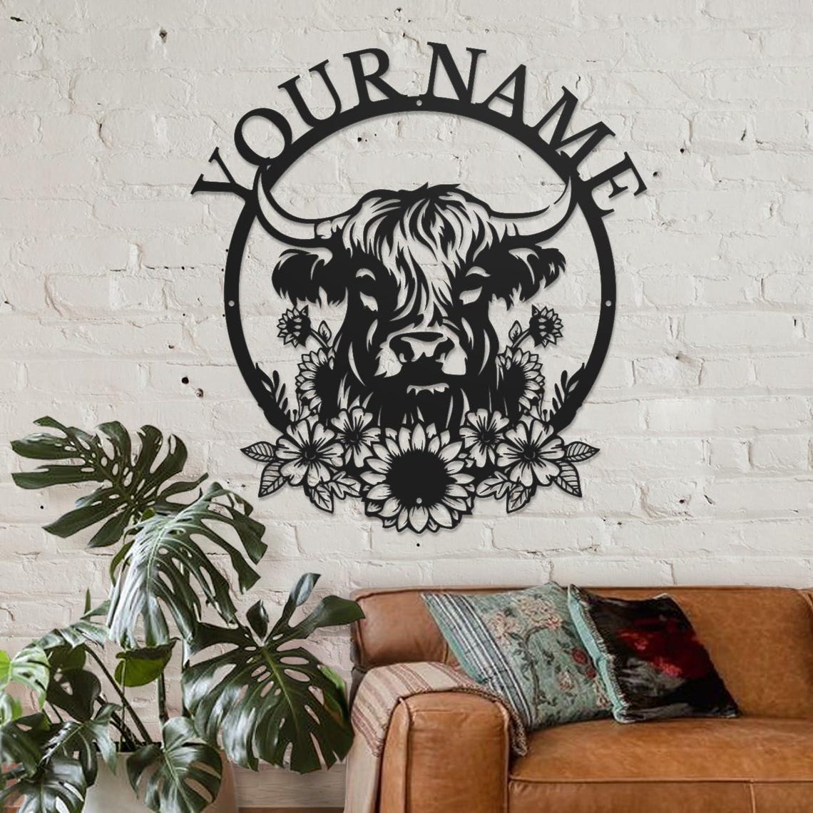 Personalized Highland Cow Name Metal Signs,custom Highland Cow Metal ...