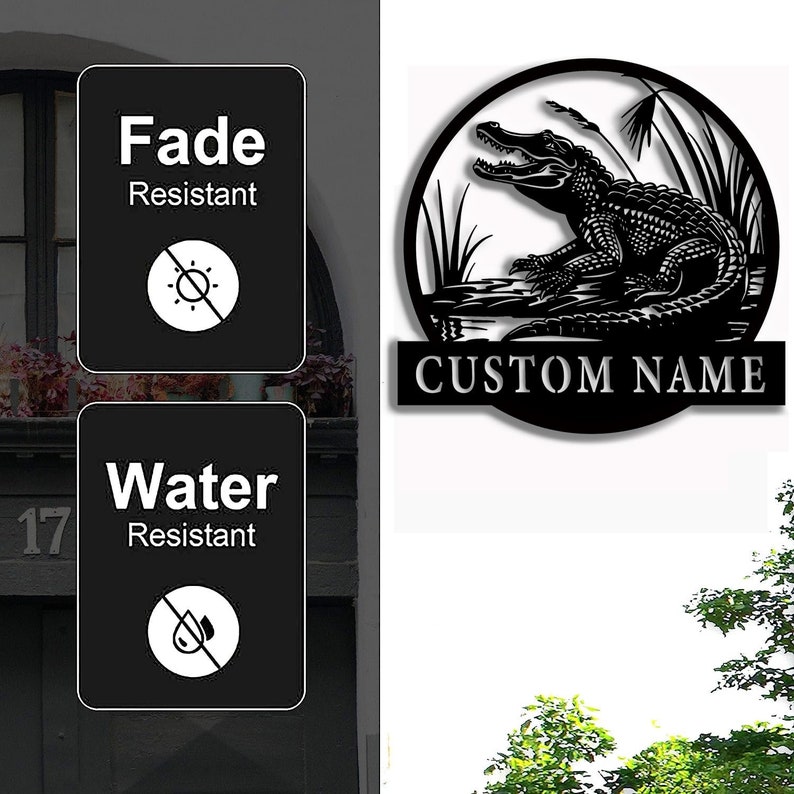 Custom Alligator Metal Wall Art, Personalized Crocodile Lover Name Sign ...