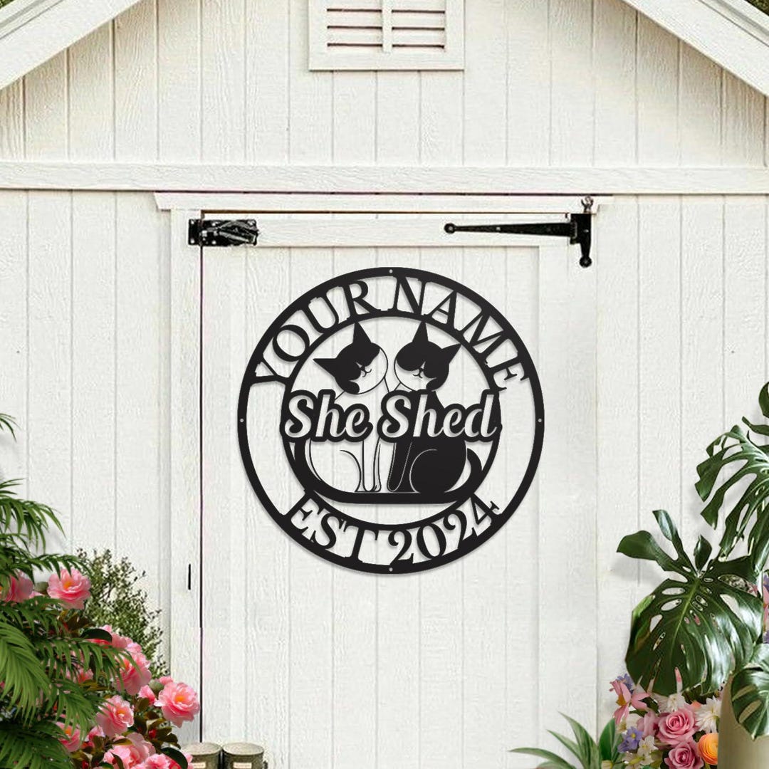 Personalized SHE SHED Flower Plant Name Metal Signs,custom Shed Metal ...